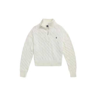 Polo Ralph Lauren Half-Zip Zopfmuster-Rollkragenpullover - - Knitwear - Damen - Wei&szlig; - L