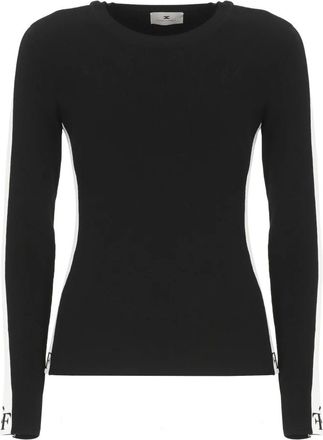 Elisabetta Franchi Femme, Pulls, Noir, Taille: 38 FR Pull en Viscose avec Bandes Brillantes