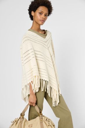 Gerard Darel Poncho en maille ajour&eacute;e - JERI - Ecru