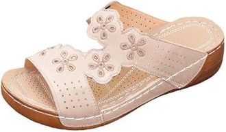 Generic Pantoufles orthop&eacute;diques pour femme - Semelle int&eacute;rieure souple - Sandales compens&eacute;es - Bout ouvert - Chaussures d&eacute;t&eacute; - Sandales de plage - L&eacute;g&egrave;res et