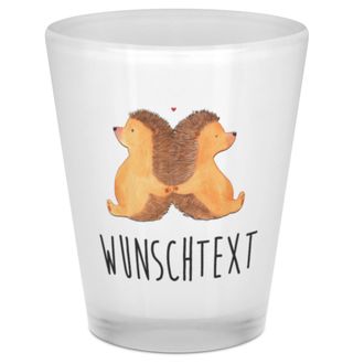Mr. & Mrs. Panda Personalisiertes Schnapsglas Igel händchenhaltend - Personalisierte Geschenke, Ehe, Personalisieren, Schnapsgläser, Personalisiert, Pinnchen, Freundin