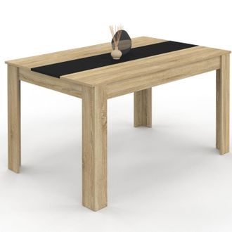 IDMarket Rechteckiger Esstisch Georgia 6 Personen Buchenholznachbildung und schwarz 140 x 90 cm