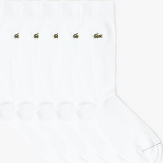 Lacoste Lot de 5 paires de chaussettes hautes en coton m&eacute;lang&eacute;