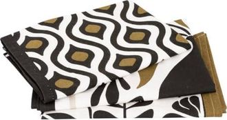 Atmosphera Atmosphera - Torchon imprimé Twisted Lime Coton Noir et Blanc 45x70cm