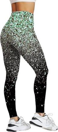 Generic Legging de compression pour femme avec imprim&eacute; &agrave; paillettes, vert menthe, 3XL
