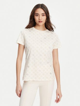 Guess T-Shirt V5YI04 I3Z14 Écru Regular Fit