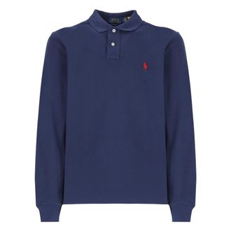 Ralph Lauren Langarm-Poloshirt in schmaler Passform - - Tops - Herren - Blau - M