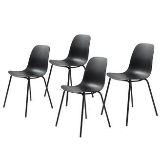 Red Living home24 Esszimmerstuhl Felin 4er-Set 50 x 84 x 50cm Schwarz/Schwarz
