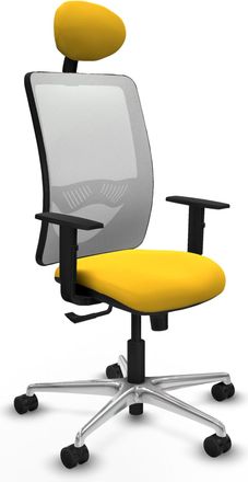 Piqueras y Crespo B&uuml;rostuhl Zulema mit 1D-Armen, h&ouml;henverstellbarer Lendenwirbelst&uuml;tze und festem Kopfteil, ausgestattet mit 3 Positionen und Schneidschaum, Wei&szlig;/Gelb