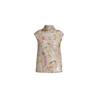 Alberta Ferretti Femme, Tops, Multicolore, Taille: 40 FR Top &agrave; Sequins avec Motif Floral