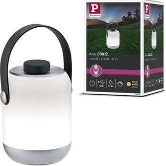 Paulmann 94210 Outdoor LED Akkuleuchte Clutch incl. 1x1,6 Watt dimmbar Mobiles Licht Grau Akkulampe Kunststoff Kabellos 3000 K