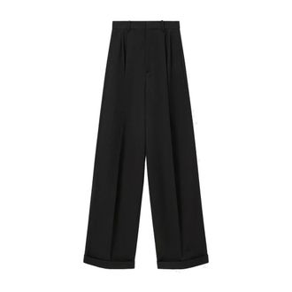 Loewe Femme, Pantalons, Noir, Taille: 42 FR Pantalon Pliss&eacute; en Coton et Soie