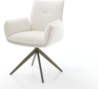 DELIFE Drehstuhl Nela-Flex Boucl&eacute; Soft Beige Kreuzgestell breit Effektfinish Titan 360&deg; drehbar Wippfunktion, Esszimmerst&uuml;hle
