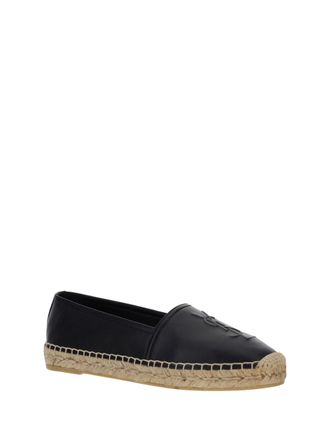Saint Laurent Womens Lambskin Espadrilles Nero Flat Shoes