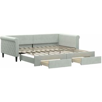 vidaXL Tagesbett Ausziehbar mit Schubladen Hellgrau 100x200 cm Samt Vidaxl