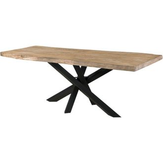 Massivmoebel24 Table &agrave; manger 200x100x79 en bois de manguier laqu&eacute; beige / pieds Mikado anthracite mat freeform 5