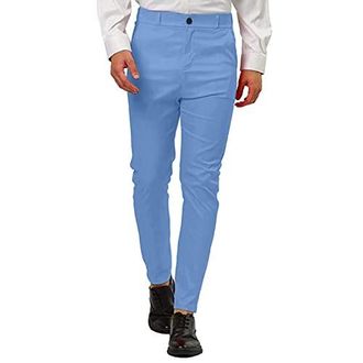 Generic Pantalon de costume formel de couleur unie pour homme - Coupe ajustée - Pantalon habillé décontracté - Jambe droite - Poches avant plates - Coupe clas