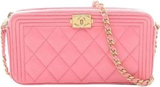 Chanel Sac bandouli&egrave;re Boy en cuir dagneau Pre-owned - Femme - Pre-owned - Rose - Taille: ONE Size