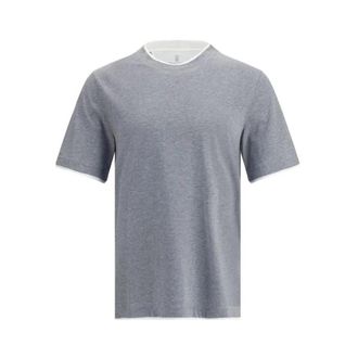 Brunello Cucinelli Short Sleeve Basic Trim Tee - - Tops - Herren - Grau - 2XL