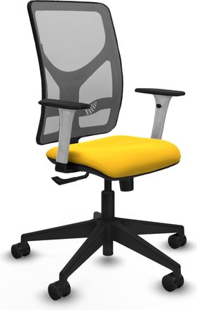 Piqueras y Crespo Schreibtischstuhl, neigbar, mit schwarzen und wei&szlig;en Armlehnen, h&ouml;henverstellbare Lendenwirbelst&uuml;tze, 3 Positionen, Grau/Gelb
