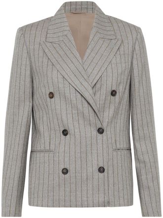Brunello Cucinelli Doppelreihiger Blazer mit Nadelstreifen - Grau