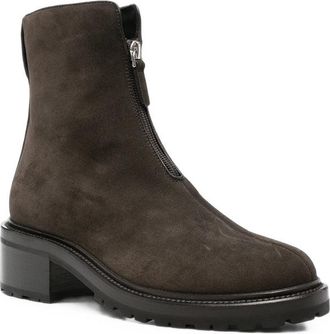 The Row Suede Zipped Ankle Boot - Brown
