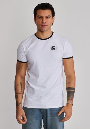 Siksilk Herren Wei&szlig;,Schwarz Ringer T-Shirt XXL