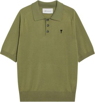 Ami Homme, Tops, Vert, Taille: XL Polo &agrave; Manches Courtes avec Broderie Poitrine
