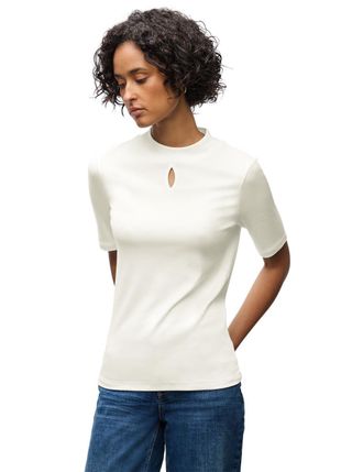 Street One Damen 3228040 Shirt mit Cut-Out Detail, Off White, 38