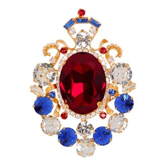 Balmain Femme, Accessoires, Rouge, Taille: ONE Size Broche Cristaux et Gemmes