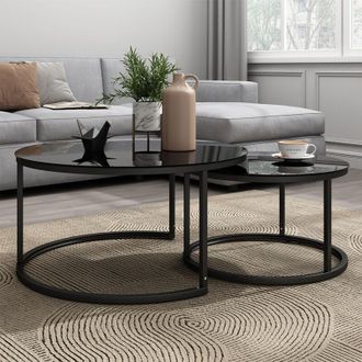 Vicco Couchtisch-Set Montreal, Schwarz, 77 x 77 cm 2 Teile, Vicco