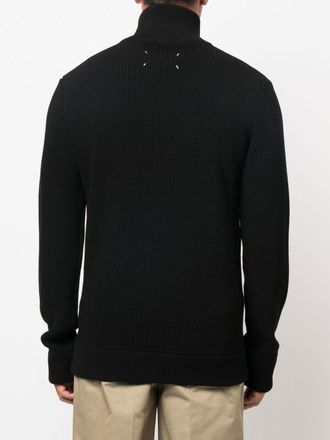 Maison Margiela Ribbed Wool Cardigan - Black