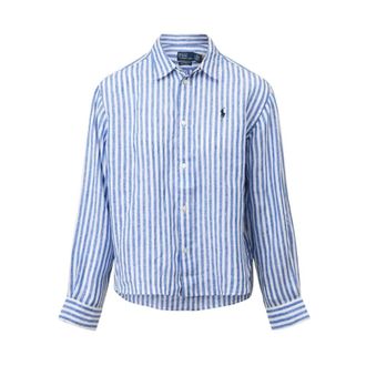 Ralph Lauren Femme, Blouses et Chemises, Bleu, Taille: 40 FR Wide Cropped Gingham Linskjorte