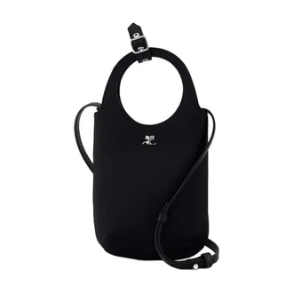 Courr&egrave;ges Womens Top Handle Bag Black Silk
