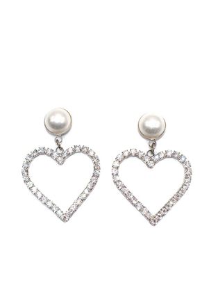 Alessandra Rich Crystal Heart Oversized Clip On Earrings