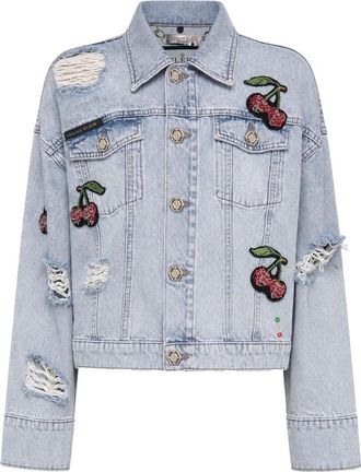 Philipp Plein Femme, Vestes, Bleu, Taille: 44 FR Regular Jacket