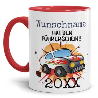 Tassendruck Tasse mit Name & Jahr Personalisieren - Name hat den F&uuml;hrerschein - Auto - Tassen Bedrucken, F&uuml;hrerscheinpr&uuml;fung bestanden | Personalisiertes Geschenk
