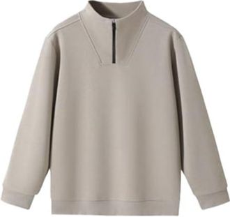 Generic Pull &agrave; col montant &agrave; manches longues pour homme avec demi-fermeture &eacute;clair et col montant pour le quotidien, les activit&eacute;s de plein air, kaki, 3XL