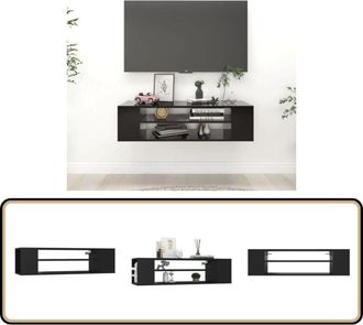 vidaXL Meuble TV suspendu Noir 100x30x26,5 cm Bois dingénierie - Meuble Tv Suspendu - Meuble Tv Noir - Meuble Tv Design - Meuble Tv Moderne - Étagère Murale