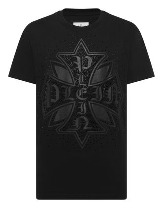 Philipp Plein Round Neck T-Shirt Plein Cross Stones