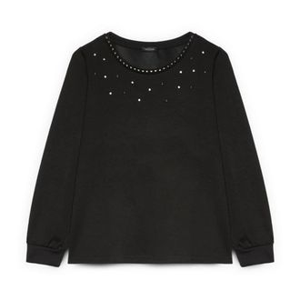 Fiorella Rubino Scuba Sweatshirt mit Nieten - - Sweatshirts & Hoodies - Damen - Schwarzk - S