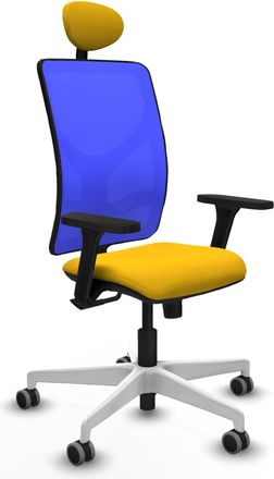 Piqueras y Crespo B&uuml;rostuhl mit verstellbarer R&uuml;ckenlehne, 3D-Armlehnen, h&ouml;henverstellbare Lendenwirbelst&uuml;tze und festes Kopfteil, ausgestattet mit 3 Positionen, Blau/G