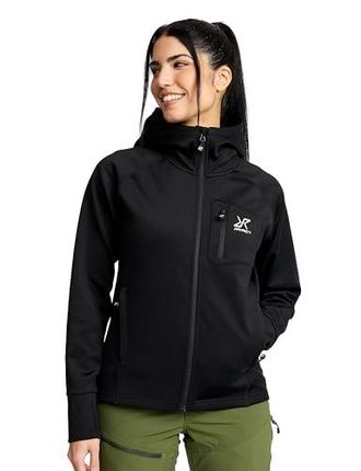 RevolutionRace Evolution Stretch Fleece Hoodie pour Femme, Sweat &agrave; Capuche Zipp&eacute; pour la Randonn&eacute;e et les Activit&eacute;s de Plein Air, Black, XS