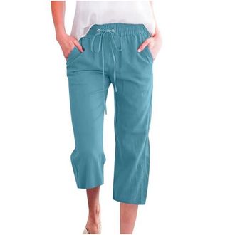 Generic Pantacourt en lin pour femme 2026, capris &agrave; taille &eacute;lastique, pantalon court &agrave; jambes larges, pour d&eacute;tente et plage, Couleur 20., XXL