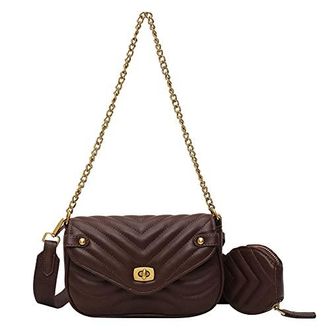 Generic Petit sac &agrave; bandouli&egrave;re matelass&eacute; pour femme avec porte-monnaie, sac &agrave; bandouli&egrave;re &eacute;l&eacute;gant en cuir, pochette de soir&eacute;e, marron, small