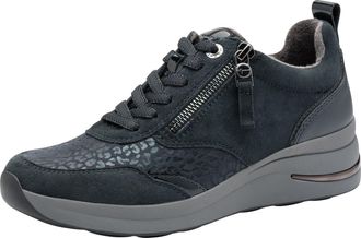 Tamaris Comfort Damen Sneaker flach mit Schn&uuml;rsenkeln mit Rei&szlig;verschluss, Blau (Navy Suede), 38 EU