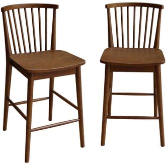 Sweeek 2er-Set Barhocker aus Heveaholz
