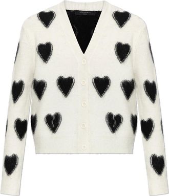 AllSaints Femme, Pulls, Blanc, Taille: 40 FR Scatter Heart Cardigan