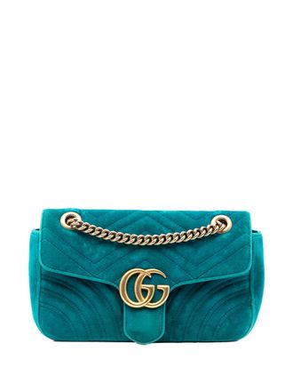 Gucci 2016-2025 Medium GG Marmont Matelasse Velvet shoulder bag - Blau