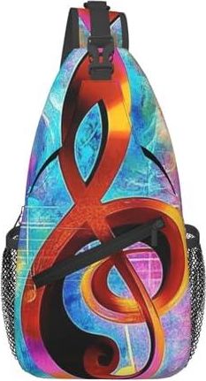 Generic Sac &agrave; bandouli&egrave;re pour homme avec notes de musique et guitare